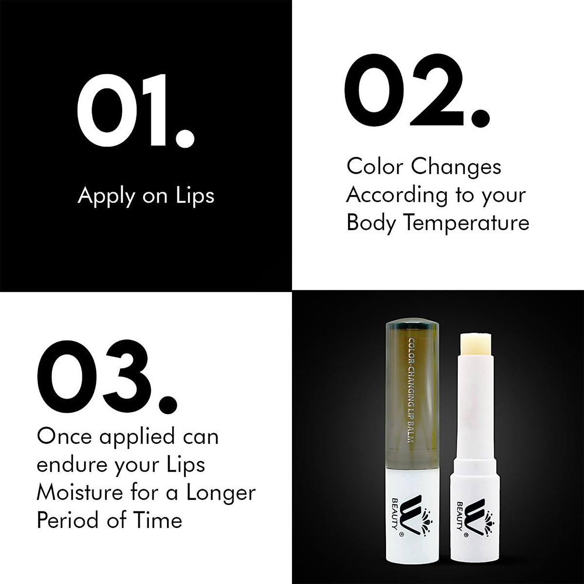 WBM Care Color Changing Lip Balm - Sustain, Repair, and Moisturize Your Lips with 3.3g of Nourishing Formula for Beautiful, Vibrant Color and Hydration