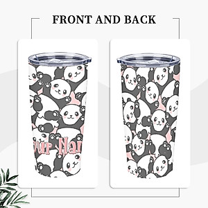 Panda Tumbler Gifts, 20 OZ Tumblers with Straw & Lid Double Wall Vacuum Insulated Printed Cup, Coffee Wine Water Tea Mug for Women Men Couple Teen Boys Girls Birthday Valentine’s Day Home Office