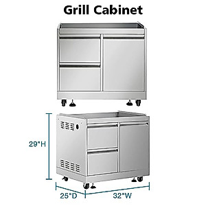 SINDA 7 Piece Modular Outdoor Kitchen Suit, w/Pizza Oven, 4 Burner Natural Gas Grill, BBQ Grill Cabinet, 24" Fridge Drawer, Appliance Cabinet, Sink Cabinet, Coner Cabinet (with Natural Gas Kit)