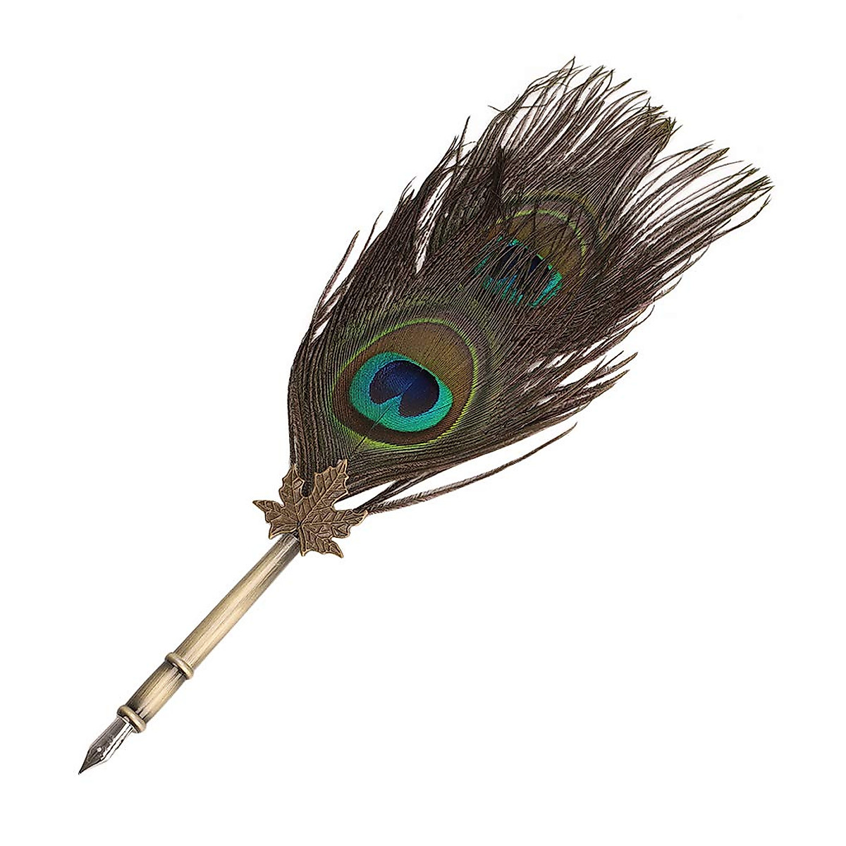 RUIXIA Vintage Feather Dip Pen Antique Calligraphy Handmade Quill Set Writing Ink with 5 Replacement Nibs for Christmas Birthday Wedding Anniversary Halloween Thanksgiving