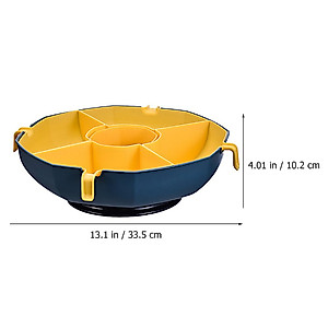Cabilock Divided Serving Platter Rotatable Hot Pot Vegetable Tray Veggie Platter with Colander Compartment Snack Serving Plate for Party Appetizers Dried Fruit Candy Nut Charcuterie