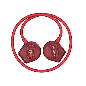 UlLife Me-300S: Lightest Foldable Bone Conduction Headphones, Waterproof Open-Ear Bluetooth Sport Headphones, Wireless Earphones for Workouts and Running, Built-in Mic, with Ear Hooks (Red)
