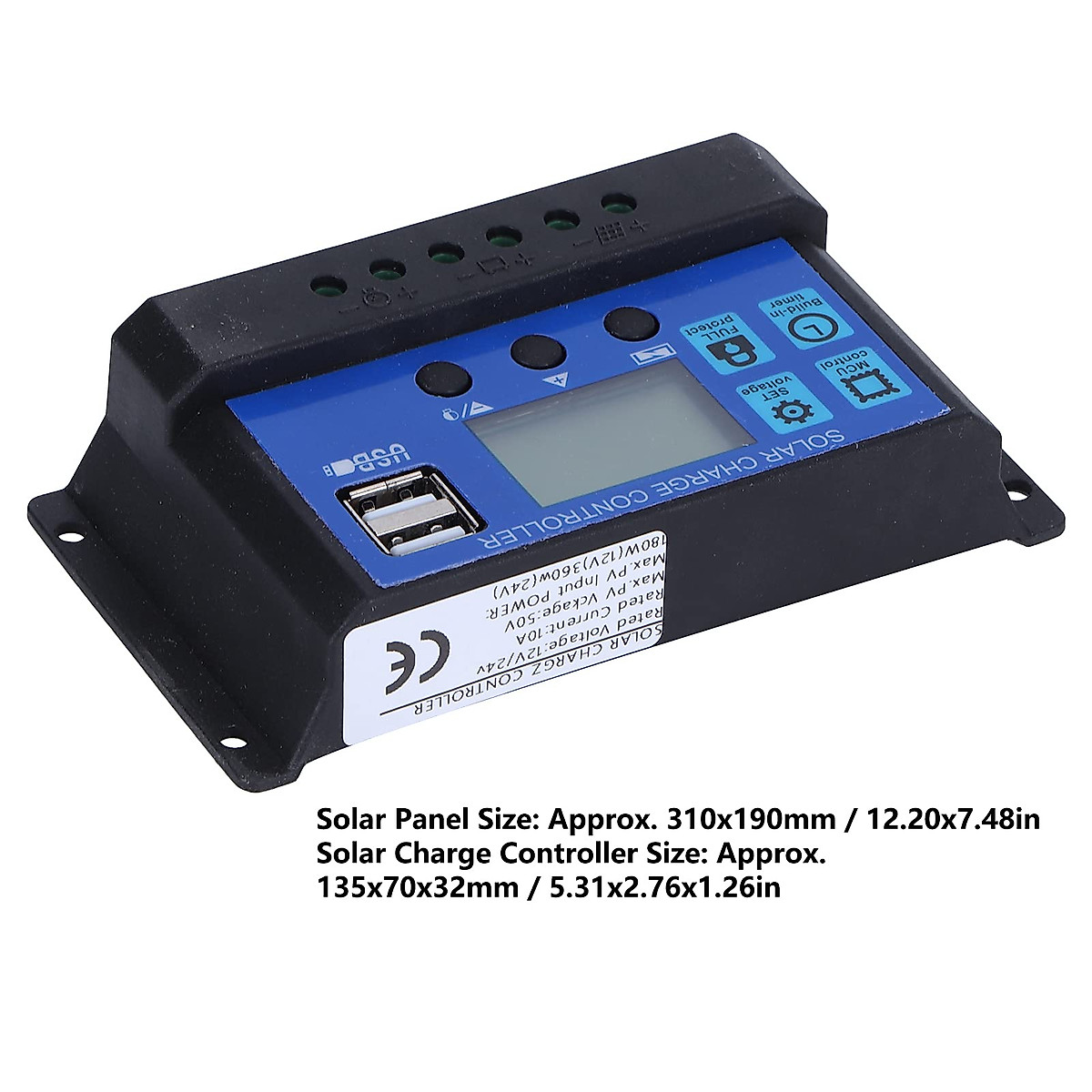 nwejron Solar Panel Charger, Solar Panel Kit Light Weight and Easy to Carry 50W 18V Polysilicon Photovoltaic Module for Garden for Home