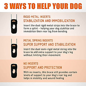NeoAlly - 3-in-1 Short Rear Leg Hock Brace, Dog Leg Brace for Rear Leg with Rigid & Spring Inserts, Hock and Ankle Support, Dog Leg Sleeve with Reflective Straps, Small, 1 Pair