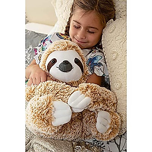 Sloth Stuffed Plush Toy Animal - Realistic, Cuddly Three Toed Sloth Stuffed Animal - Huggable, Adorable, Smooth and Silky Brown Fur - Cute Funny Birthday Gifts for Girlfriend Stuffed Animal