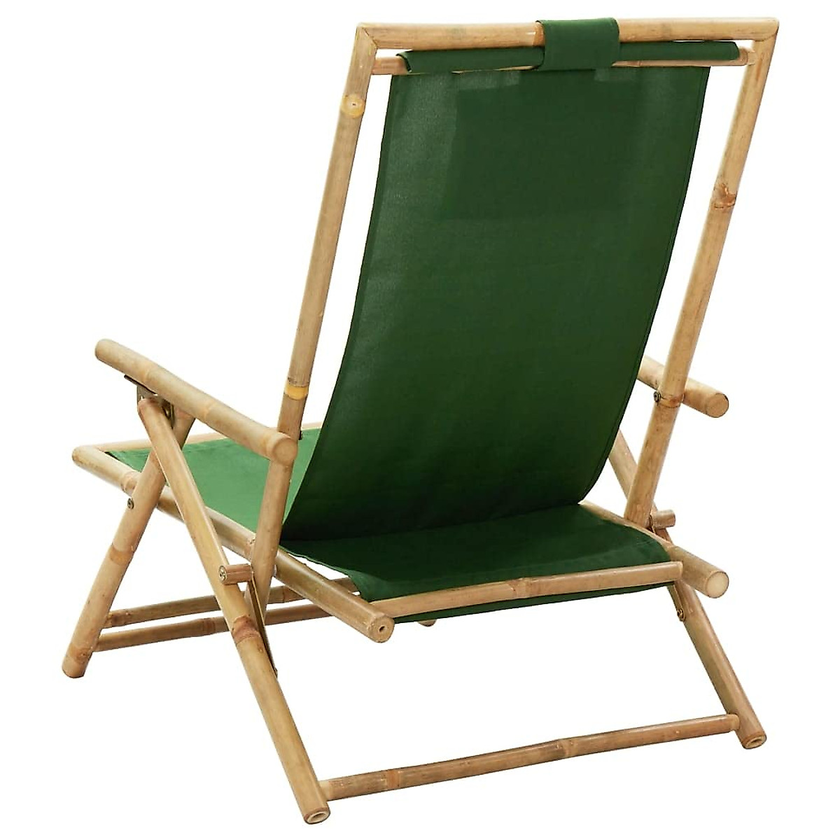 UTSRABFA Conversation Furniture Set Patio Dining Chair Outdoor Club Chair Reclining Relaxing Chair Green Bamboo and Fabricfor Garden,Backyard, Lawn, Porch, Poolside