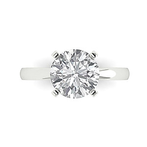 Clara Pucci 3.0 ct Round Cut Solitaire Genuine Lab Created White Sapphire Bridal Designer Anniversary Engagement Ring in 14k White Gold