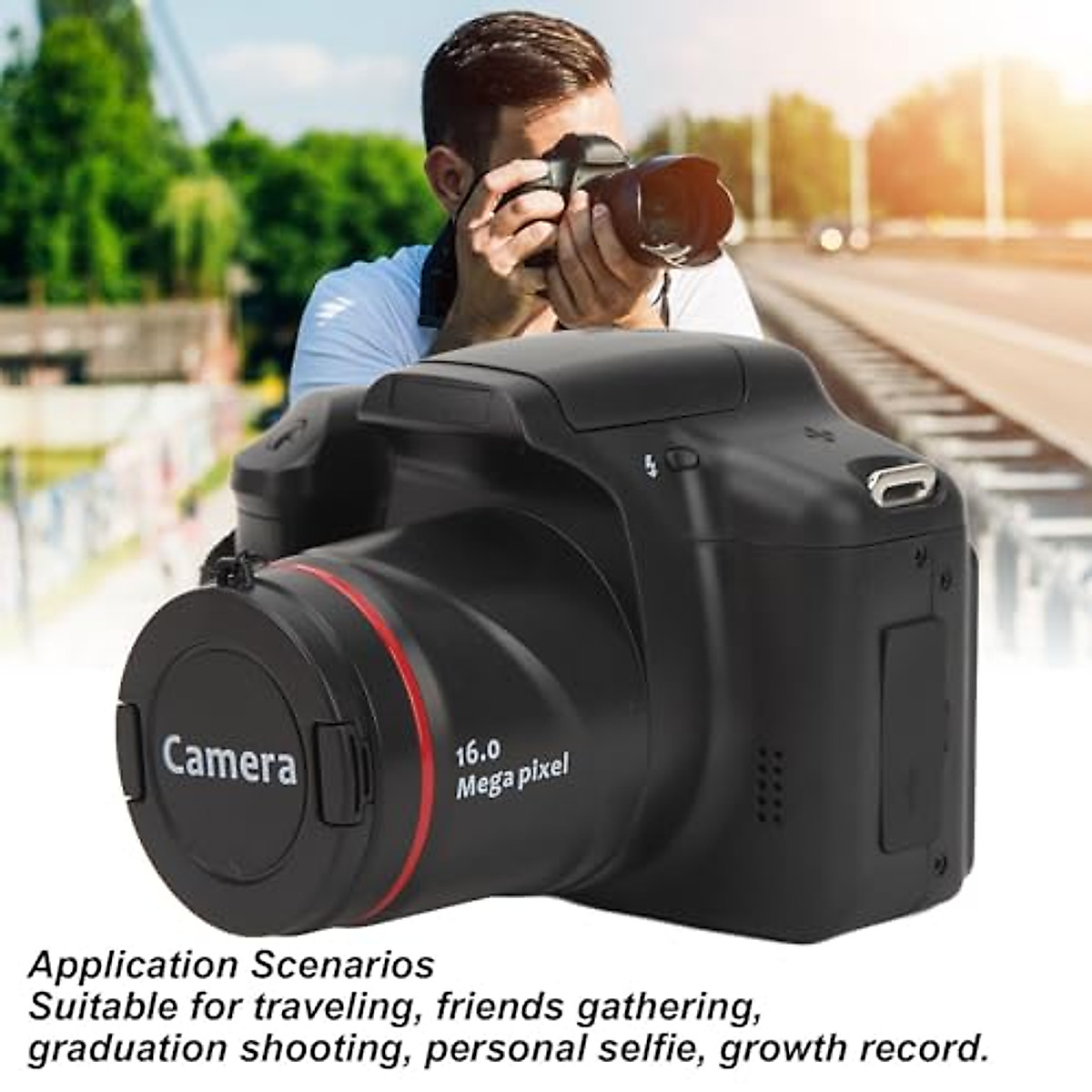 Digital Camera, 1080P Camera with 16X Digital Zoom, Portable Mini Rechargeable Camera, Gifts for Students Teens Adults Girls Boys, Camera for vlog