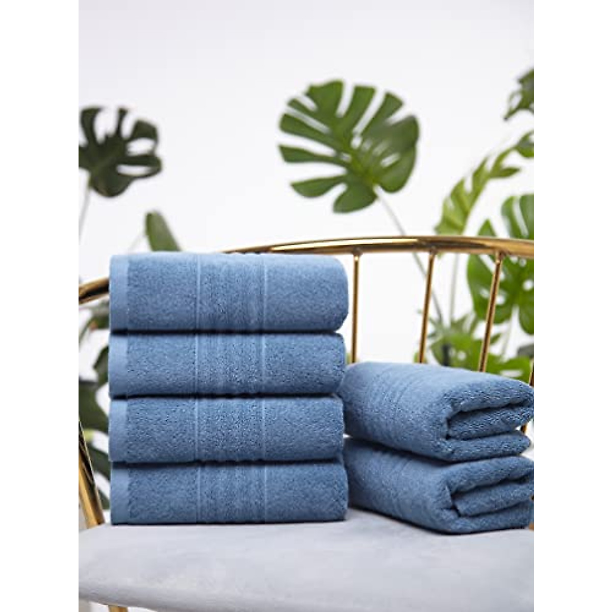 HOWOJAJU Hand Towels for Bathroom,Hotel&Fluffy&Absorbent&Soft,100% Cotton Bathroom Towel Set of 6 (Blue)