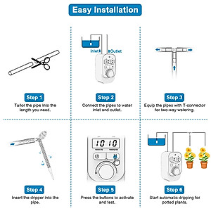 Potted Drip Irrigation Kit, Automatic Watering,Tiny DIY Drip Kit with 30-Day Programmable Water Timer ,LED Display, USB Type-c Cable Input,Suitable for Indoor Greenhouse Plants and Flowers