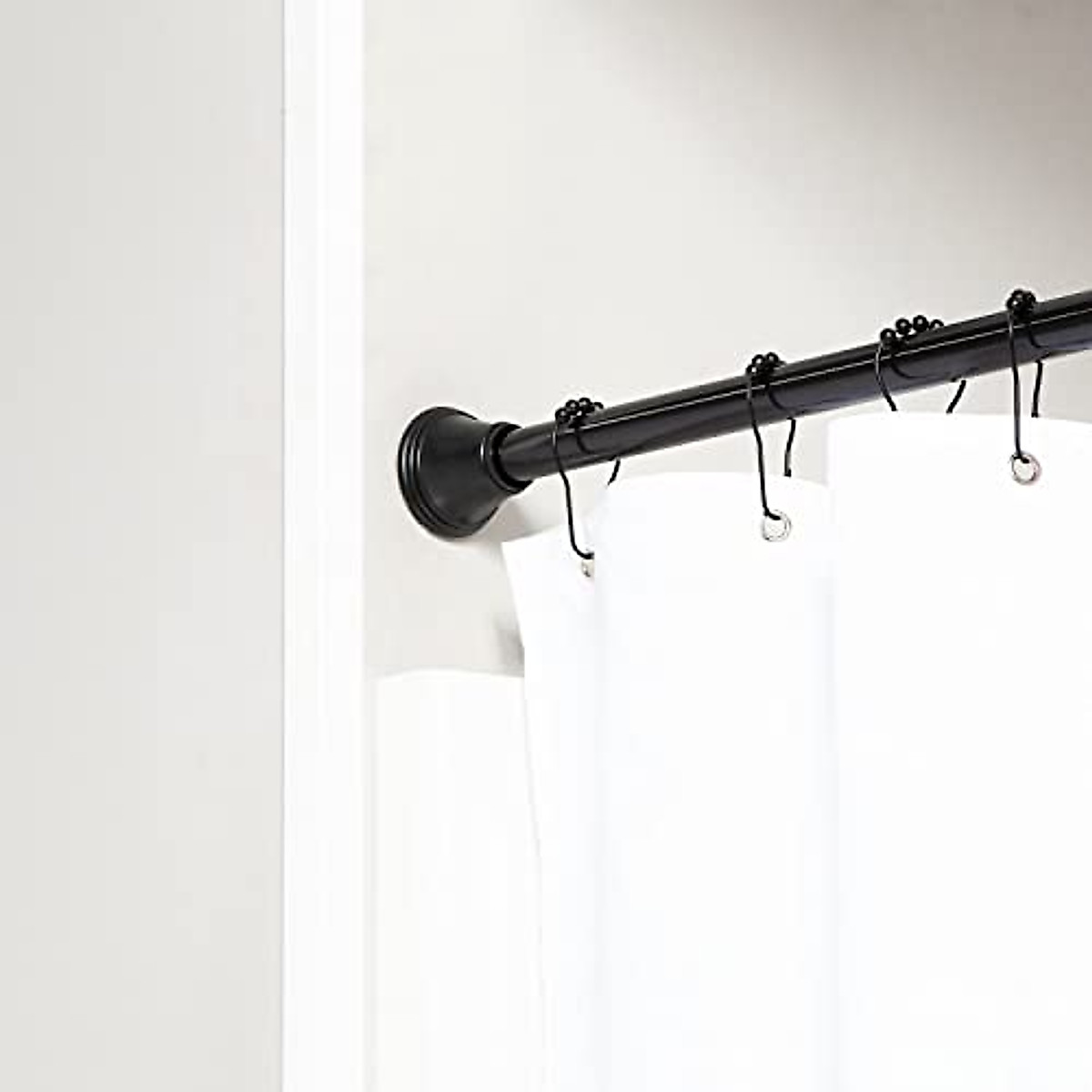 Interior Living 42-72 in. Adjustable Decorative Standard Shower Rod, Black