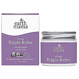 Earth Mama Vegan Nipple Butter | Cruelty-Free Breastfeeding Cream for Nursing Mamas | Lanolin-free 2-Ounce