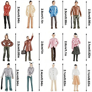 Gejoy 100 Pieces People Figurines 1:75 Scale Model Trains Architectural Plastic People Figures Tiny People Sitting and Standing for Miniature Scenes