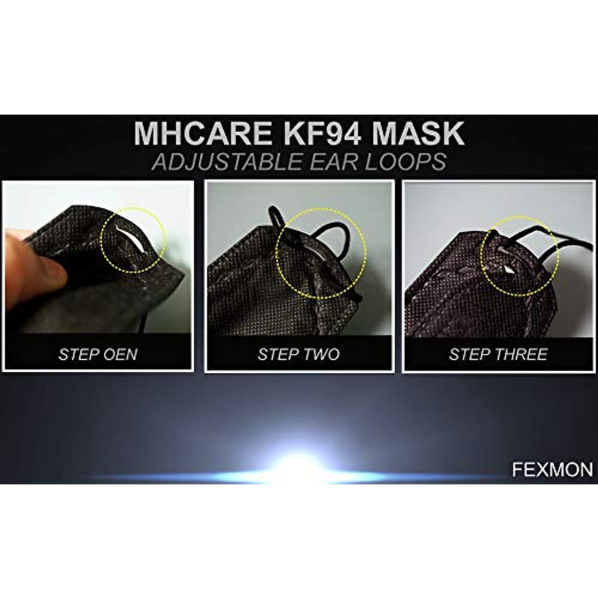 (Pack of 20) Korea Black Disposable KF94_ Face Mask, Unisex, 4-Layer Filters Breathable Comfortable, Adjustable Strap, Nose Mouth Covering Dust Mask Made in Korea.