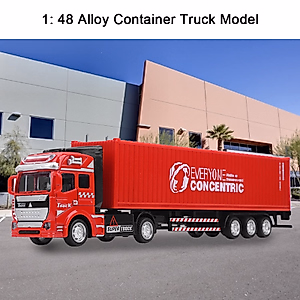 Container Truck Model, 1: 48 Alloy Toy Highly Simulation Children Car Toys Vehicle(Red)