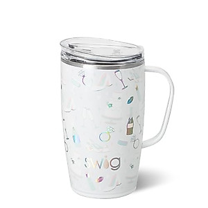 Swig Life 18oz Travel Mug, Insulated Tumbler with Handle and Lid, Cup Holder Friendly, Dishwasher Safe, Stainless Steel, Travel Coffee Cup (Bride to Be)