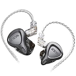 CCA CSN Hybrid Dual Drivers in-Ear Headphones, 1DD+1BA HiFi Stereo Noise Isolating IEM Wired Earphones/Earbuds/Headsets with Detachable Cable for Sports/Workout/Game (without MIC, Grey)