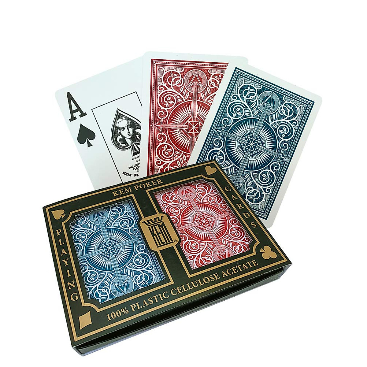 KEM Arrow Red and Blue, Poker Size-Jumbo Index Playing Cards (Pack of 2) - 1007284,Arrow Red/Blue