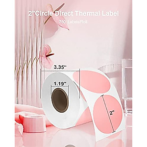 POLONO Label Printer, PL420 4x6 Thermal Printer, High-Speed Shipping Label Printer, Commercial Direct Thermal Printer, 2" Pink Circle Direct Thermal Labels, Self-Adhesive Thermal Stickers Labels