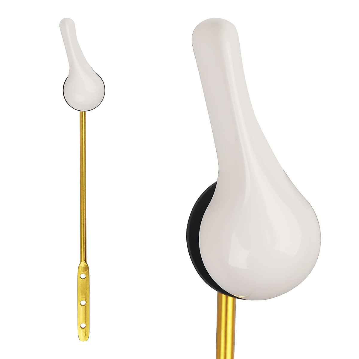 Jwodo Toilet Handle Replacement Kit, Universal Tank Flush Lever Handle with Stainless Steel Flapper Chains for Most Front Mount Toilets, White Finish Toilet Flush Handle