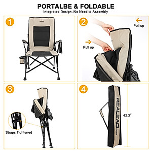 REALEAD Heated Camping Chairs - Fully Padded - Heated Folding Chairs for Outdoor Sports - Supports 400 lbs - Portable Heated Outdoor Camp Chairs for Sport Events - Concert - Battery NOT Included