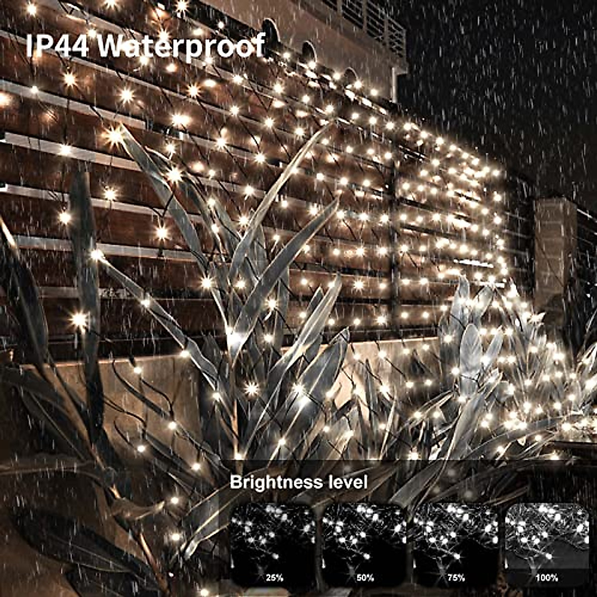 IKNHYEG Outdoor Net Lights Solar Powered Mesh Lights 11.8 x 4.9FT Garden Tree Lights Solar Outside Bushes Lights Waterproof with 8 Modes Timer for Curtain,Balcony,Gazebo(White)
