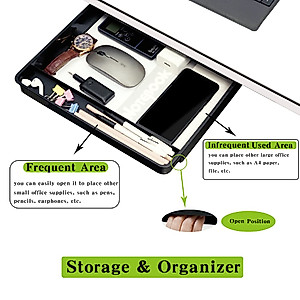 Navtcow Under Desk Drawer Storage Organizer - 2 Pack (Large and Small) Black - 2 Installation Methods (Screw or Adhesive)