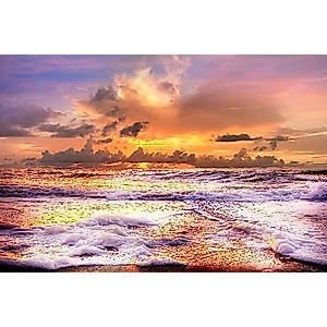 Ocean Waves Sunset Stamped Cross Stitch Kits - Needlepoint Counted Cross Stitch Kits for Beginners Adults Patterns Dimensions Embroidery Kits Arts and Crafts (11CT)/12x16 inch