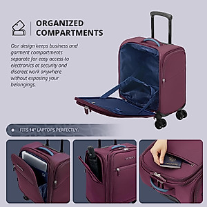 Verage Carry On Underseat Luggage with Wheels & USB Port, Wheeled Spinner Bag Carry-on Luggages for Airlines, Lightweight Suitcase Men Women, Pilots and Crew (Upgrade-14-Inch Plus)