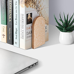 Autumn Music Notes Leaves Pattern Book Ends Decorative Wood Bookends for Shelves Kids Room Desk Home Office Book Stoppers for Magazines,Books, DVDs, 1 Pair/2 Pieces(5x3.1 in)