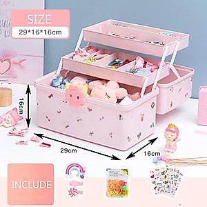 JRIQH Hair AccessoriesOrganizer for Girls,Lockable 3-layers Folding Craft Organizers,Multipurpose Storage Case for Hair Accessories,Jewelry,Arts & Crafts,Makeup accessories