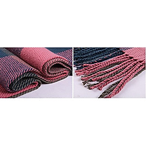 Wander Agio Women's Fashion Long Shawl Big Grid Winter Warm Large Scarf Red Black Green