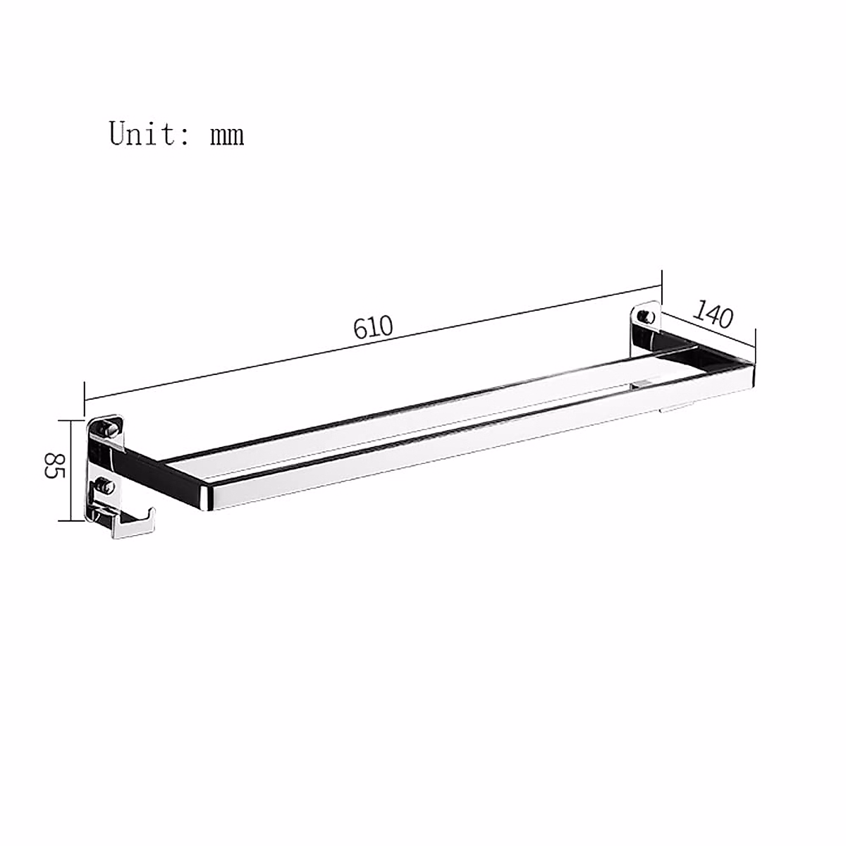 Wall Mounted Thick Towel Rail Extension Bathroom Pendant Bath Towel Shelves Towel Rack Double Rod 304 Stainless Steel Bathroom Towel Shelf Chrome Finish Bathroom Accessories