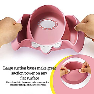 Pinko Coral Baby Led Weaning Supplies Silicone Baby Self Feeding Utensils with Suction Bowl Divided Plate Adjustable Baby Bib Soft Spoon Fork with Lid Drinking Cup Utensil
