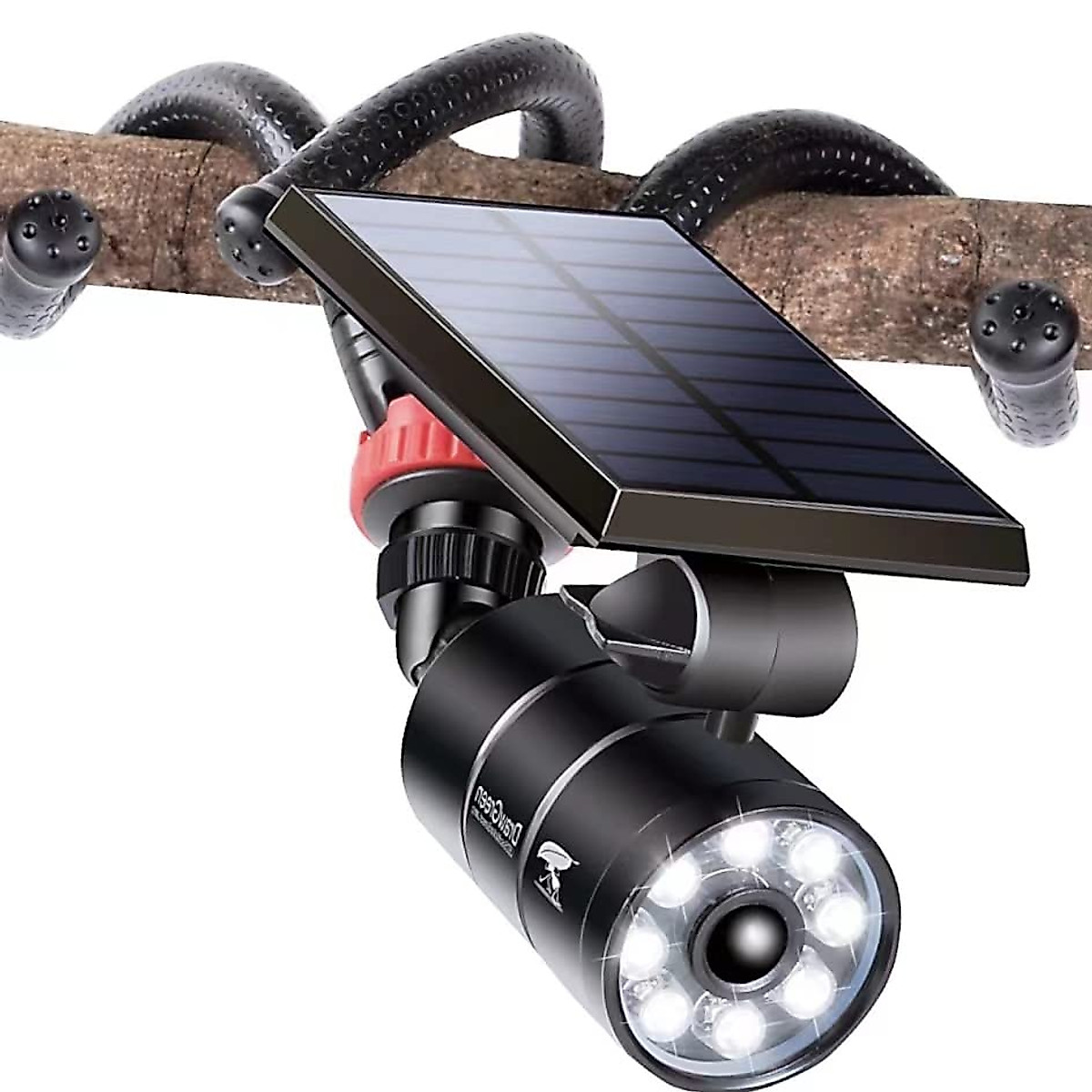 DrawGreen Solar Motion Lights Outdoor Camping Aluminum 1400LM 9W(130W Equi.) LED Solar Flood Security Stop Emergency Lights for Driveway Porch Patio Garden Camp, 100-Week Protection for 100% Free