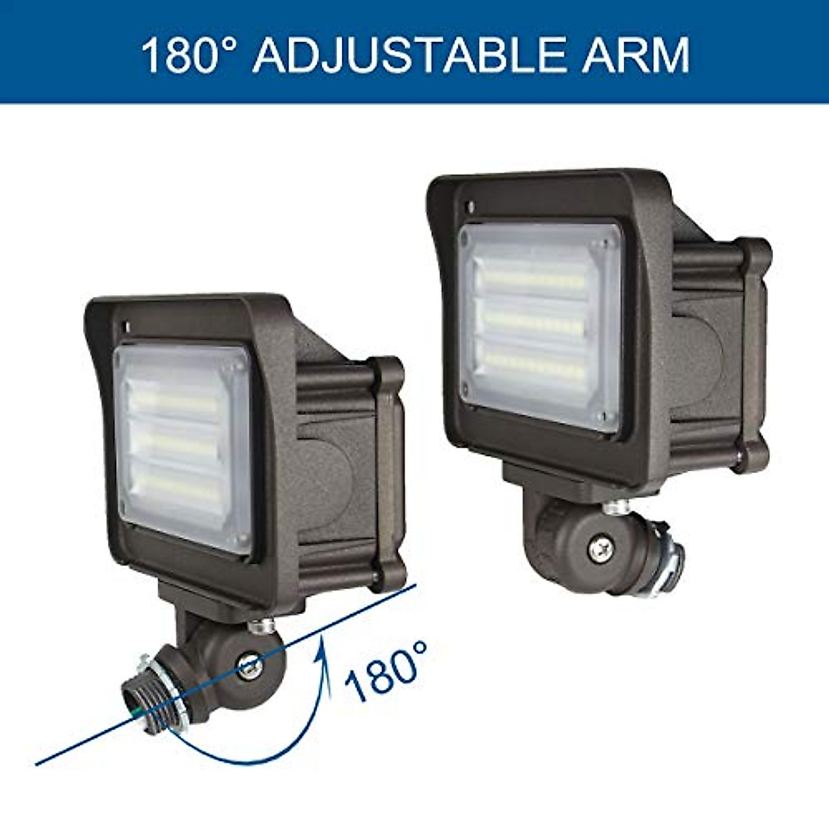 DAKASON 30W LED Flood Light Outdoor, Dusk-to-Dawn Photocell 180° Adjustable Knuckle, 3900LM 5000K Replaces 100W HPS/MH, IP65 Waterproof Outdoor Security Lighting Fixture, 100-277Vac, ETL Listed