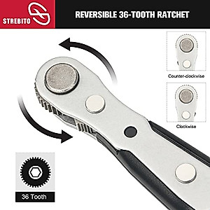 STREBITO Mini Ratchet Set 12-Piece 1/4 Ratchet Right Angle Screwdriver Set Small Ratcheting Wrench 90 Degree Offset Screwdriver High Torque Low Profile Ratchet Angled Screwdriver For Tight Spaces