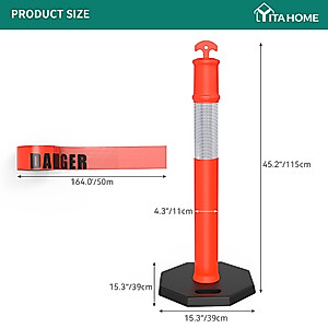 YITAHOME 45 inch Delineator Post with Base, 6 PACK Traffic Delineator Posts