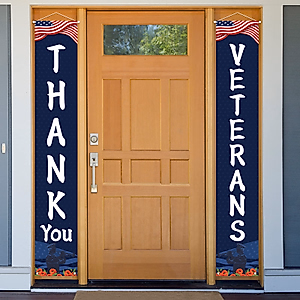 Jiudungs Veterans Day Decoration Outdoor Thank You Veterans Banner Patriotic Decor Veterans Day Memorial Day Fourth of July 4th of July Patriotic Decorations