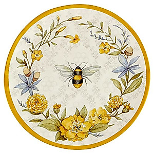 Certified International Bee Sweet 11" Melamine Dinner Plate, Set of 6, Multicolor, Large