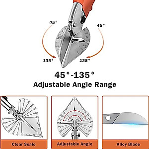 Multi Angle Miter Shear Cutter, 45-135 Degree Adjustable Angle Scissors Trim Shears Hand Tools for Cutting Soft Wood, Plastic, PVC and Other