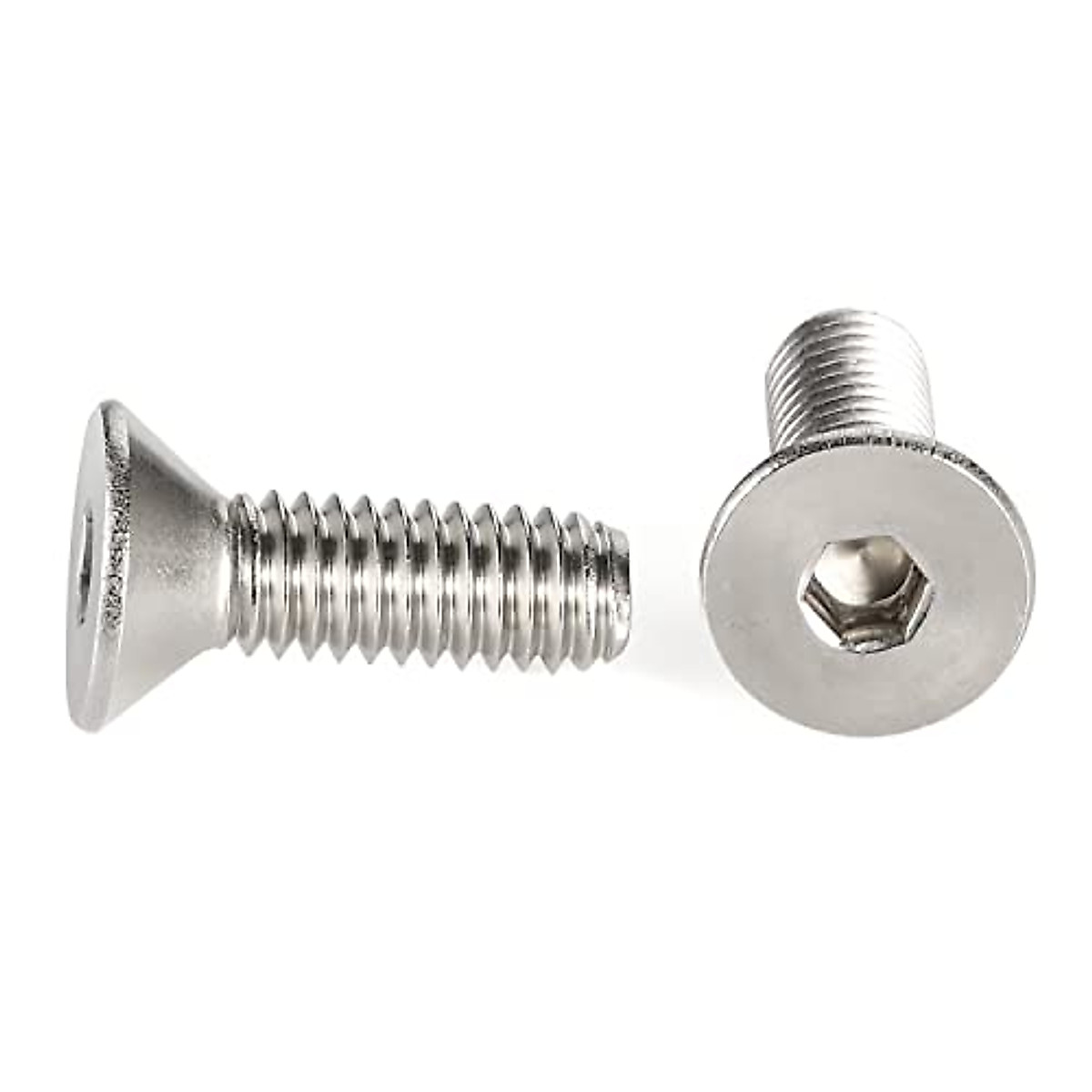 M6-1.0 x 20MM Flat Head Socket Cap Bolts, Allen Socket Drive Full Thread Bolt, Stainless Steel 304(18-8), Bright Finish, Quantity 50