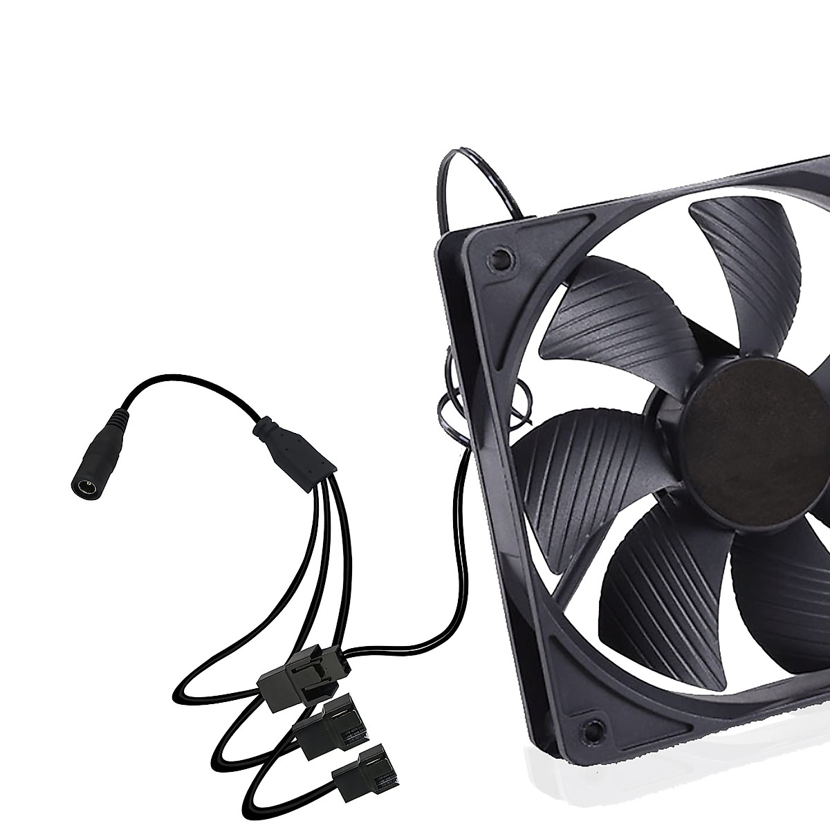 PNGKNYOCN 35cm 5.5x2.1mm DC Plug to 3 x 3 Pin or 4 Pin Computer PC Case Fan Power Splitter Adapter Cable