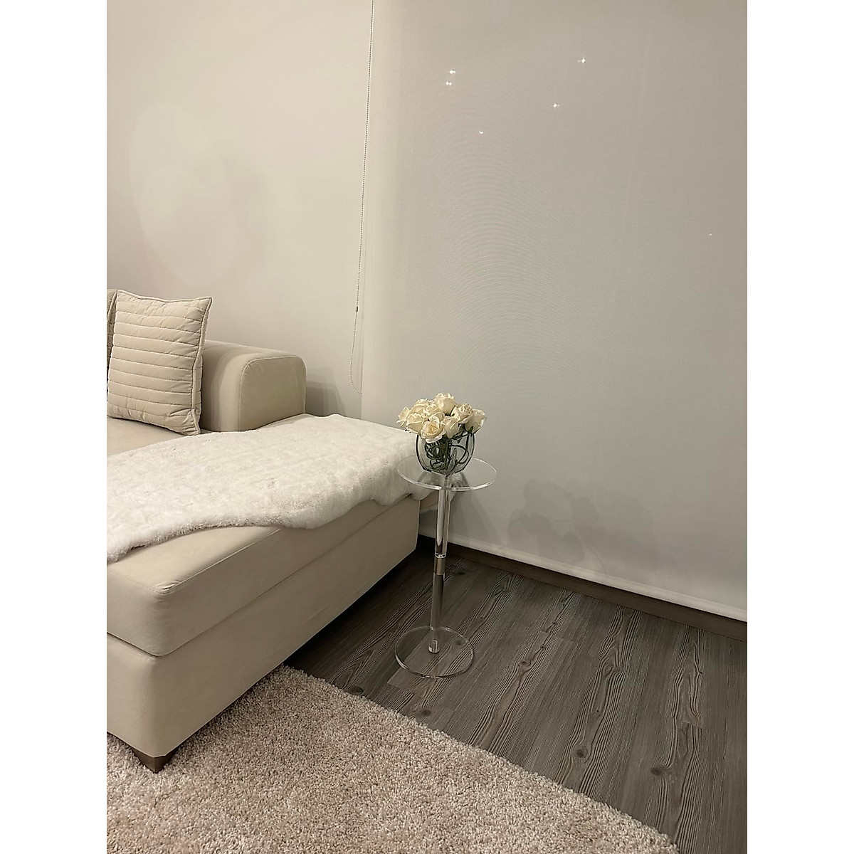 QIXIN Minimalist Acrylic Side Table Clear Acrylic Drink Table Small Round Side Table Small Table for bdaroom Small Drink Table Small Round Table