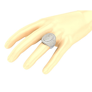 Dazzlingrock Collection Round Lab Grown White Diamond Oval Cluster Studded Statement Ring for Him (4.75 ctw, Color H-I, Clarity SI2) in 925 Sterling Silver, Size 9