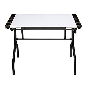 Studio Designs Folding Modern Top Adjustable Drafting Table Craft Table Drawing Desk Hobby Table Writing Desk Studio Desk, 35.25" W x 23.75" D, Black / White