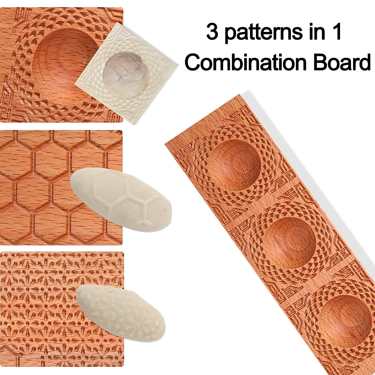 Miczhuoguang Ravioli Maker Press Mold Gnocchi Pasta Board, Wooden Stamp Pelmeni Mold Handmade Fresh Pierogi Press Ravioli Pasta Maker, 3 in 1 Combination Potsticker Meat Pie Dumpling Maker Board