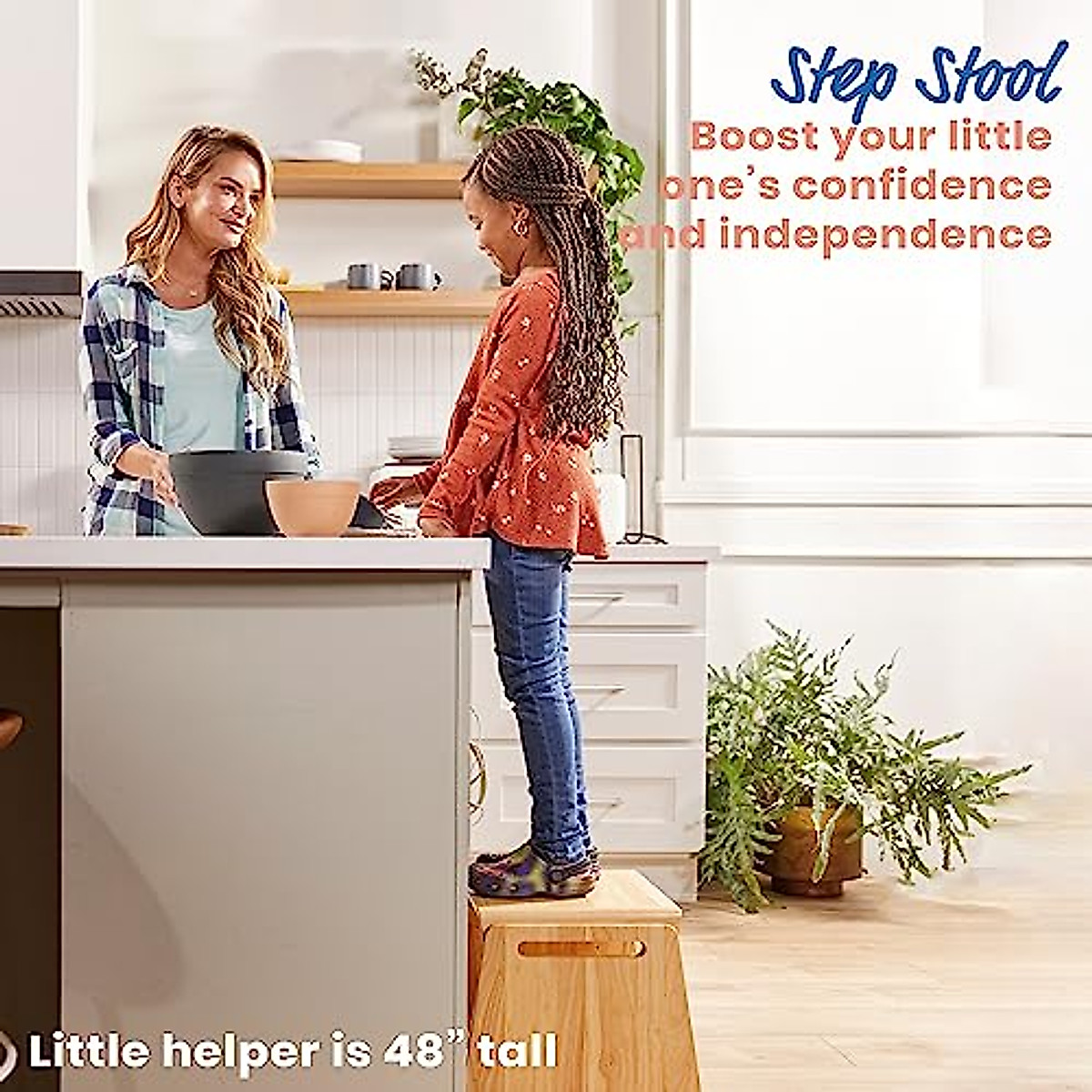 ECR4Kids Sit or Step Stool, Kids Furniture, Natural