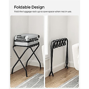 SONGMICS Luggage Rack, Luggage Rack for Guest Room, Suitcase Stand, Steel Frame, Foldable, for Bedroom, Black URLR64B