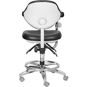 Mobile Adjustable Doctor's Stool Dental Assistance Chair Foot Control 360 Degree Rotation Armrest PU Leather QY-600M-B2